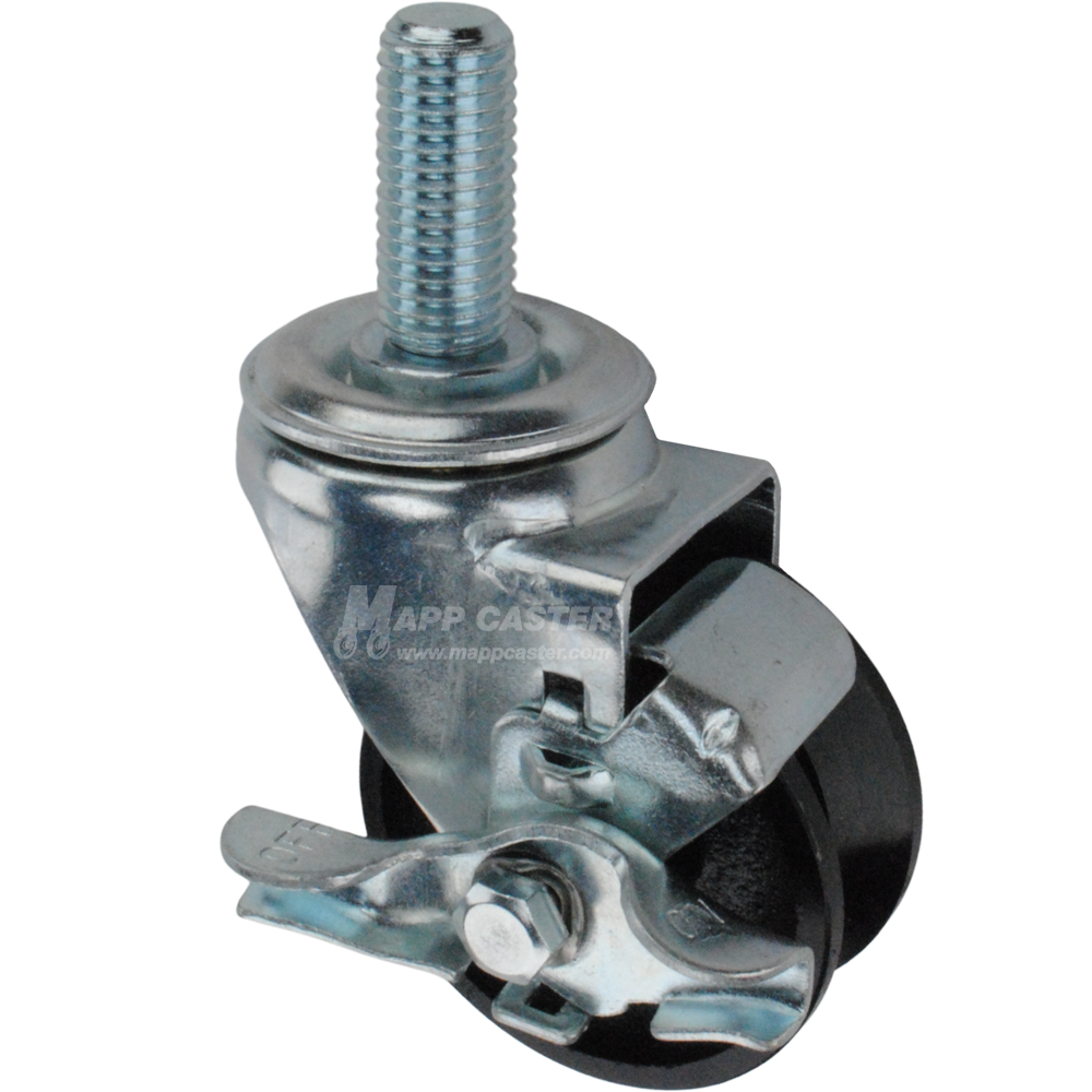 3" V-Groove Cast Iron Wheel Swivel Brake Caster, 3/4"-10 Stem, 350 Lbs ...