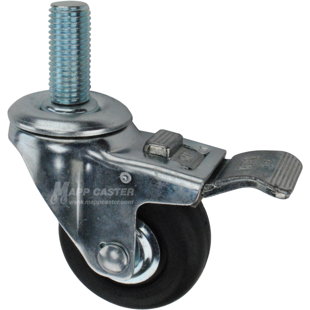 3" Neoprene Wheel Swivel Caster, Total Lock Brake, 20mm Stem, 200 Lbs ...