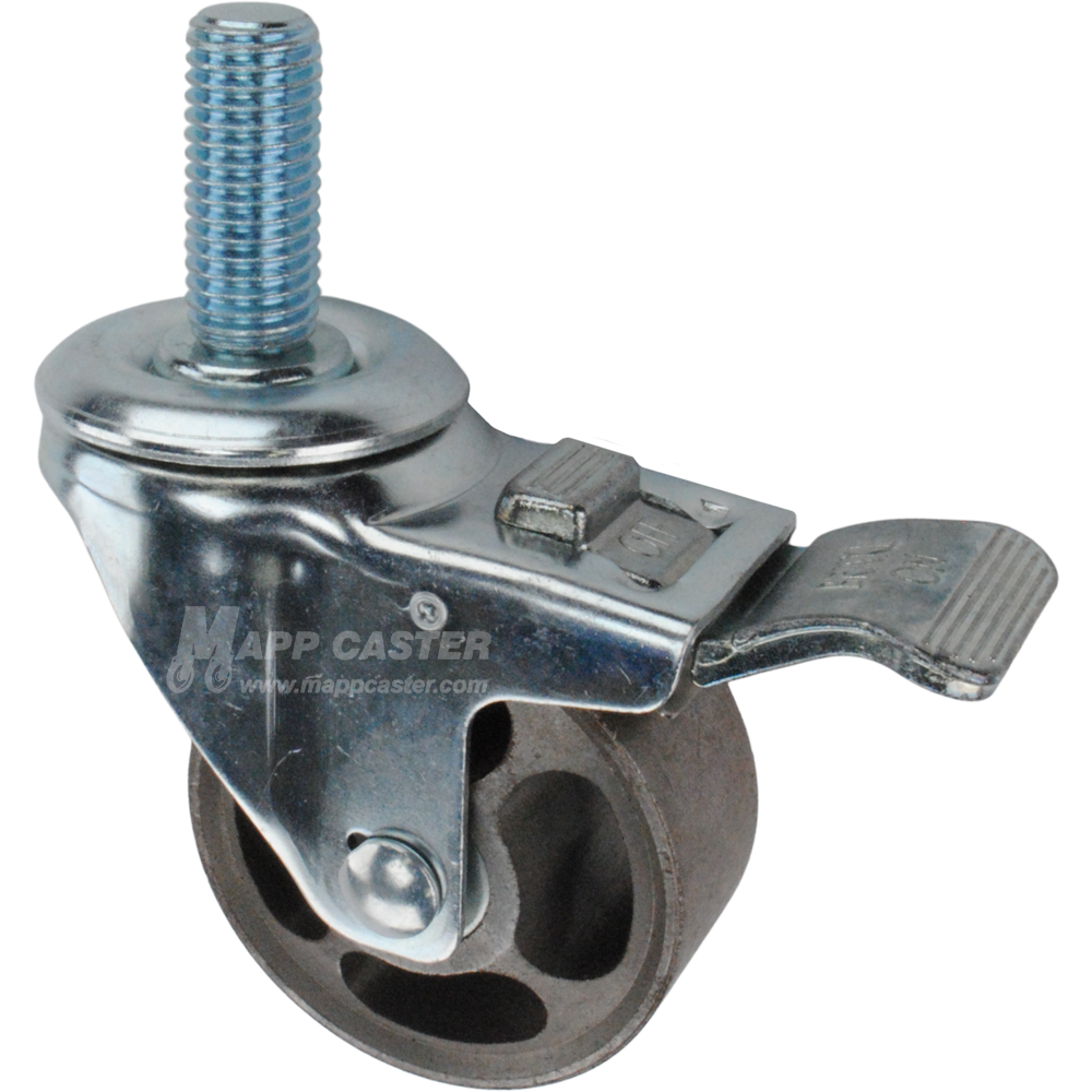 3" Sintered Steel Roller Bearing Caster, Total Lock, 3/4"-10, 300 Lbs ...