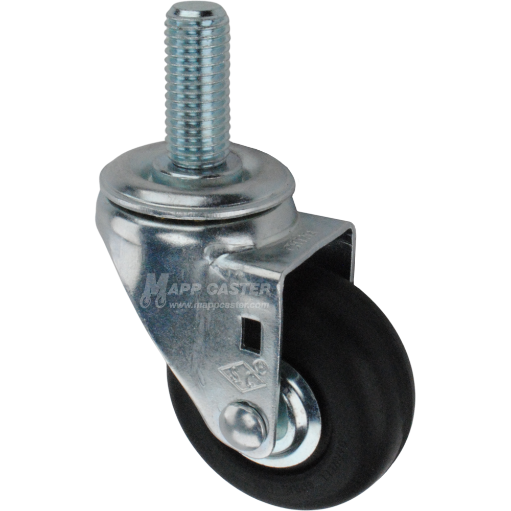 3" Neoprene Wheel Swivel Caster w/ 3/4"-10 x 1-3/4" Stem - 200 Lbs Cap ...