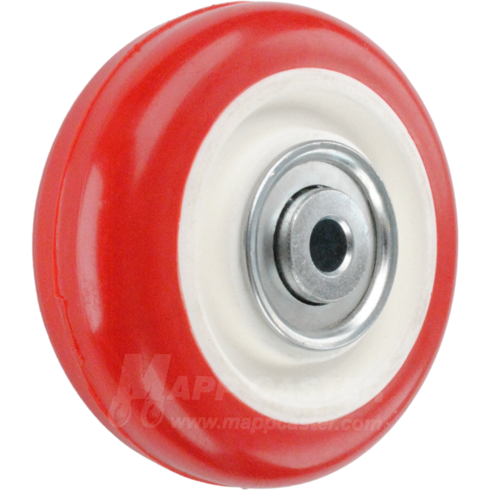 3" x 1" Red & White Poly on Polyolefin Core Wheel w/ Ball Bearings - 3 ...