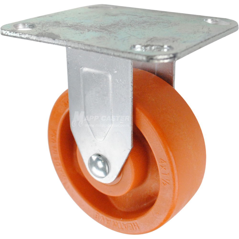 4" Hi-Heat Nylon BB Wheel Rigid Caster, 4" x 4-1/2" Plate - 300 Lbs ...