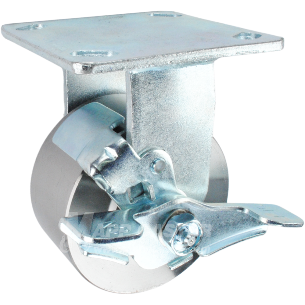 4" x 2" Forged Steel Wheel Kingpinless Rigid Brake Caster - 2,000 Lbs ...