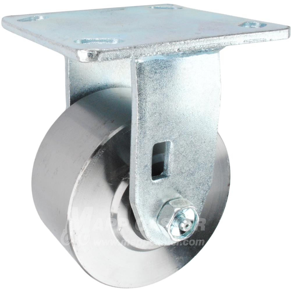 4" x 2" Forged Steel Wheel Kingpinless Rigid Caster - 2,000 Lbs Capaci ...