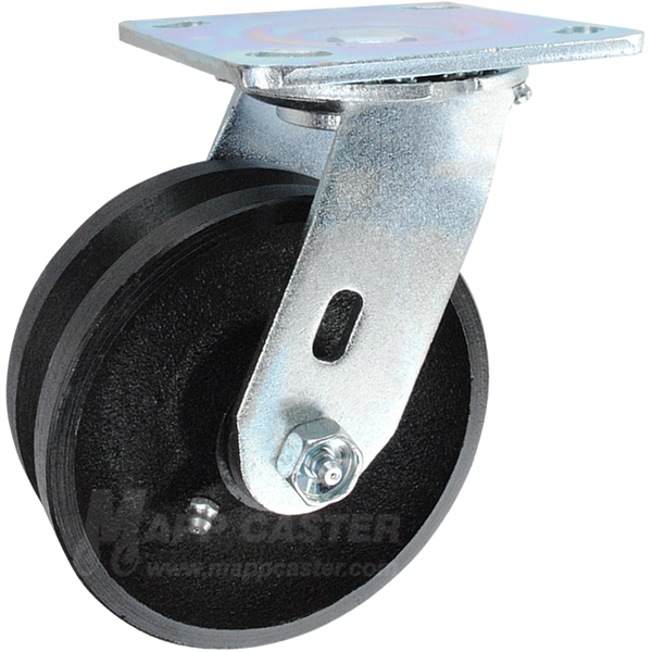 5" x 2" Cast Iron V-Groove Wheel Swivel Caster - 900 Lbs Capacity ...