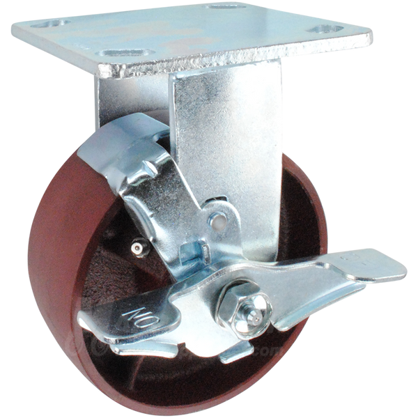 5" x 2" Ductile Steel Wheel Kingpinless Rigid Brake Caster - 1,500 Lbs ...