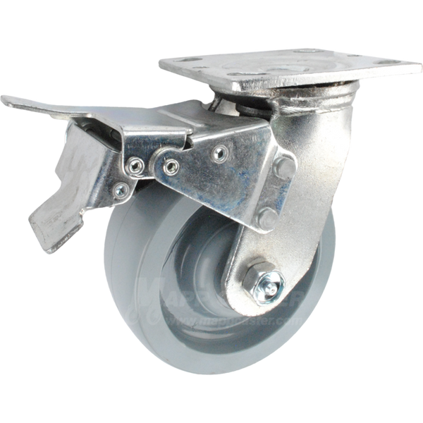 5" x 2" Grey Solid Polyurethane Wheel Swivel Caster with Total Locking ...