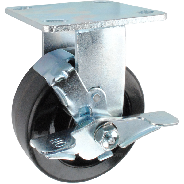 5" x 2" Phenolic Wheel Kingpinless Rigid Brake Caster - 1,000 Lbs Capa ...