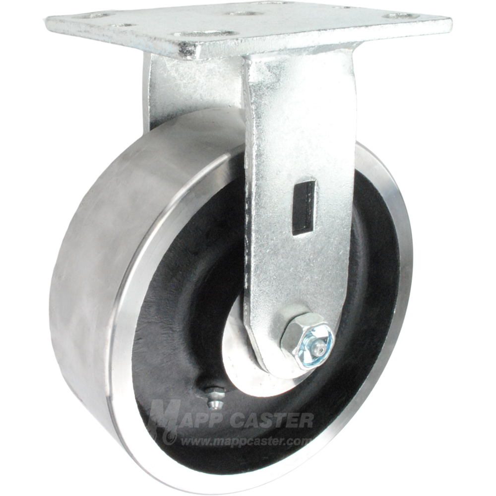 6" x 2" Forged Steel Wheel Kingpinless Rigid Caster - 2,000 Lbs Capaci ...