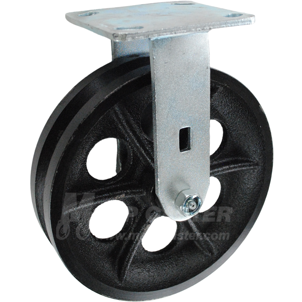 8" x 2" Cast Iron V-Groove Wheel Kingpinless Rigid Caster - 1,200 Lbs ...