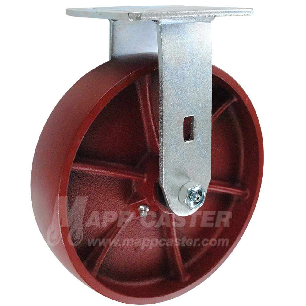 8" x 2" Ductile Steel Wheel Kingpinless Rigid Caster - 2,000 Lbs Capac ...