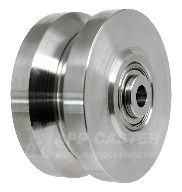 4" x 2" Stainless Steel V-Groove Wheel - 1,500 Lbs Capacity - Mapp Caster
