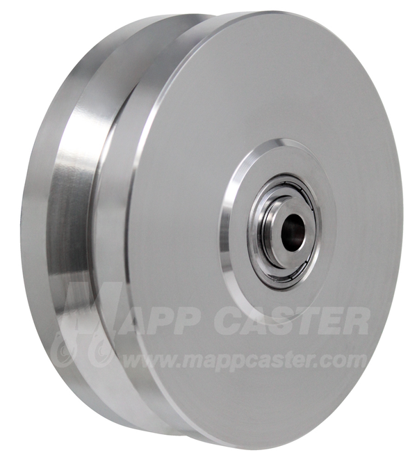 6" x 2" Stainless Steel V-Groove Wheel - 1,800 Lbs Capacity - Mapp Caster