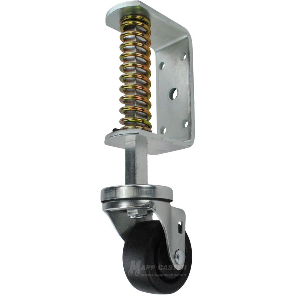 Spring Loaded Gate Caster Bracket USA Made | 3" Plastic Wheel - Mapp Caster