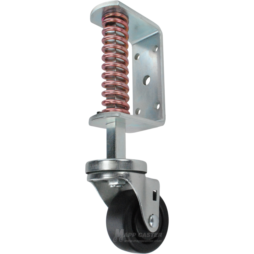 Spring Loaded Gate Caster Bracket USA Made | 3" Plastic Wheel 300# Cap ...