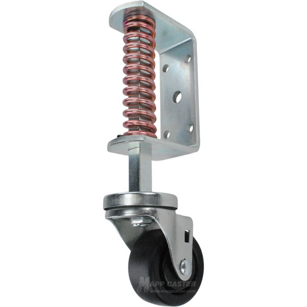 Spring Loaded Gate Caster Bracket USA Made | 3" Plastic Wheel 300# Cap ...