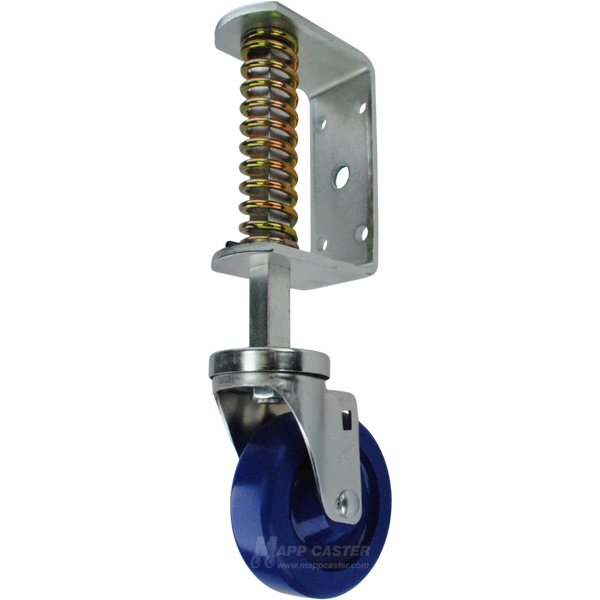 Spring Loaded Gate Bracket USA Made | 4" Polyurethane Wheel - Mapp Caster