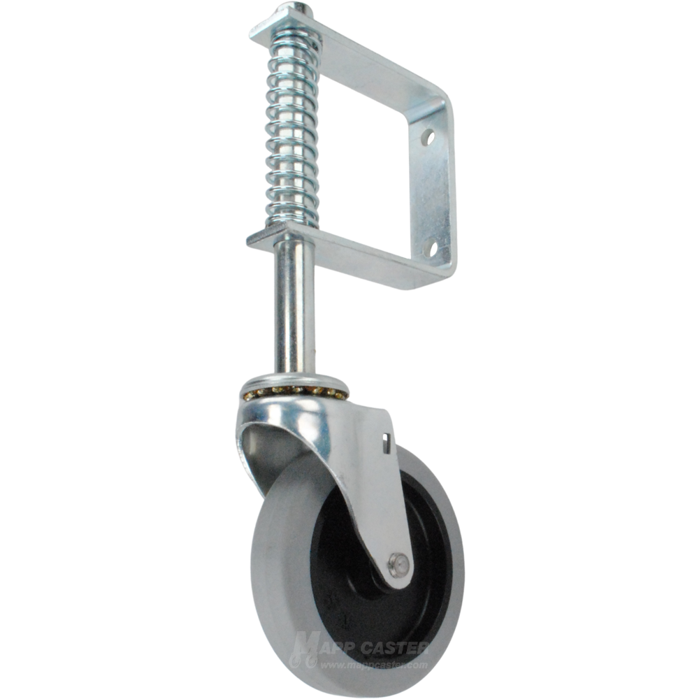 USA Made Spring Loaded Bracket with USA Made 4" TPR Wheel - Mapp Caster