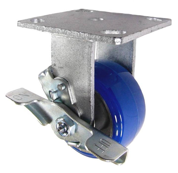 4" x 2" Polyurethane on Aluminum Wheel KPL Rigid Brake Caster - 750 Lb ...