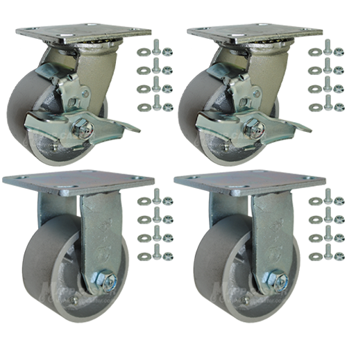 4" x 2" Heavy Duty Steel BBQ Pit Casters, 3600 lbs Total Capacity ...