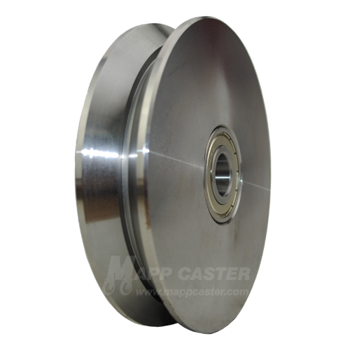 150mm x 33mm (5.9" x 1.29") Solid Steel V-Groove Wheel - 1,765 Lbs Cap ...