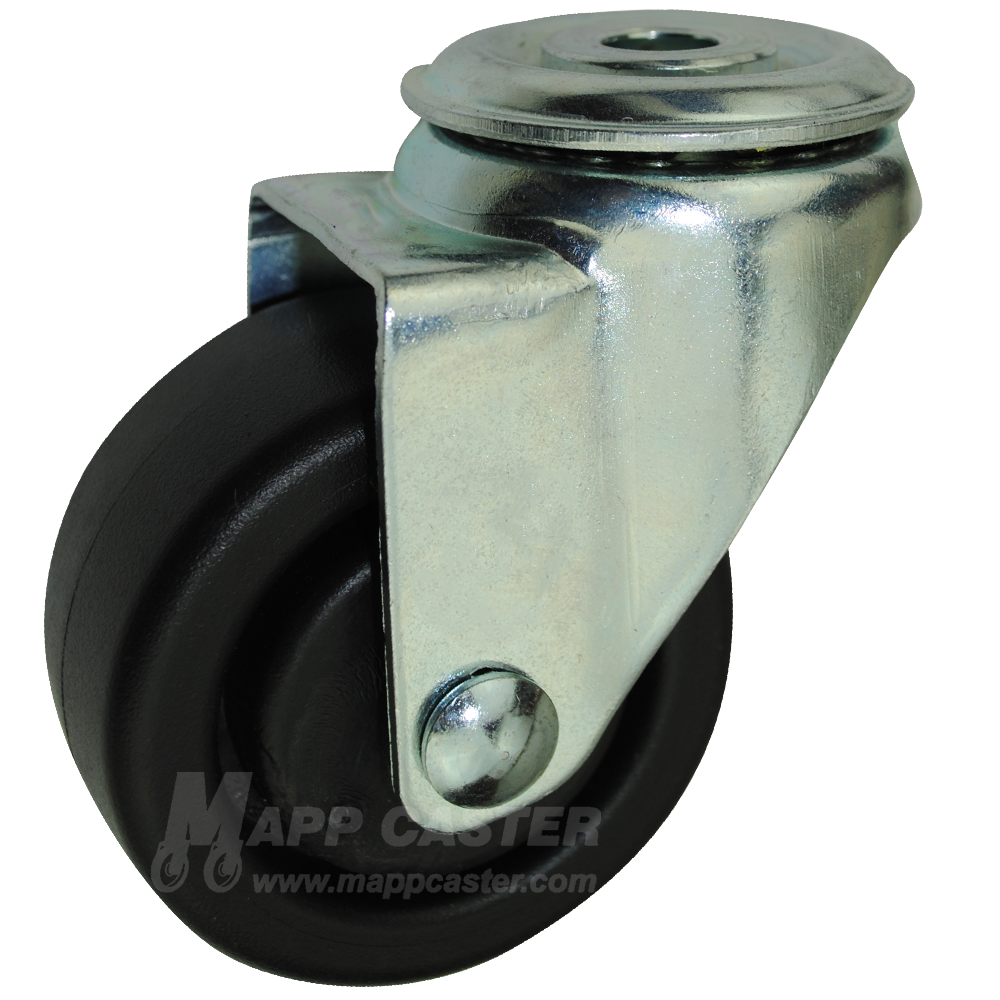 3" x 1-1/4" Heavy Duty Plastic Hollow Kingpin Caster - 300 Lbs Capacit ...