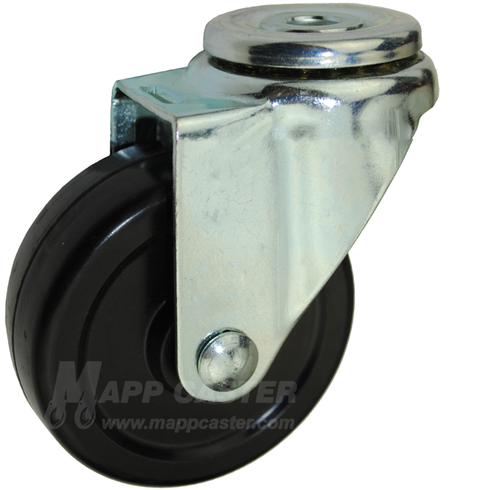 3-1/2" x 1-1/4" Soft Rubber Wheel Hollow Kingpin Swivel Caster - 200 L ...