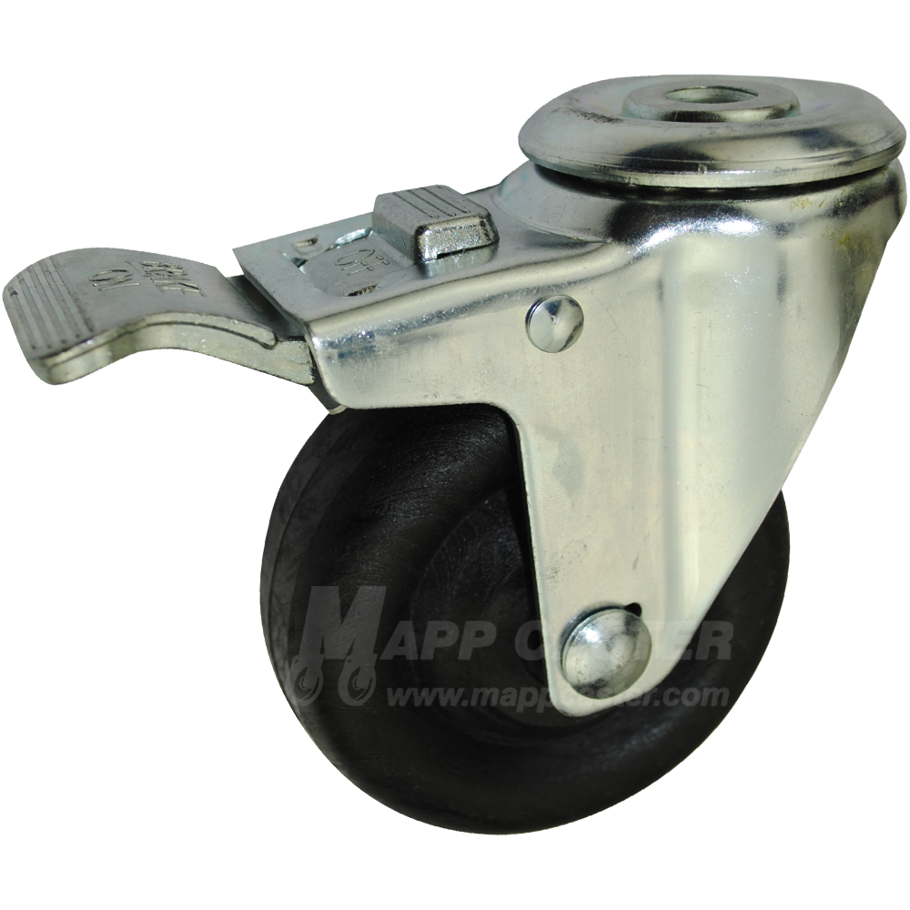 3-1/2" x 1-1/4" High Temp Nylon Wheel Hollow Kingpin Swivel Caster wit ...