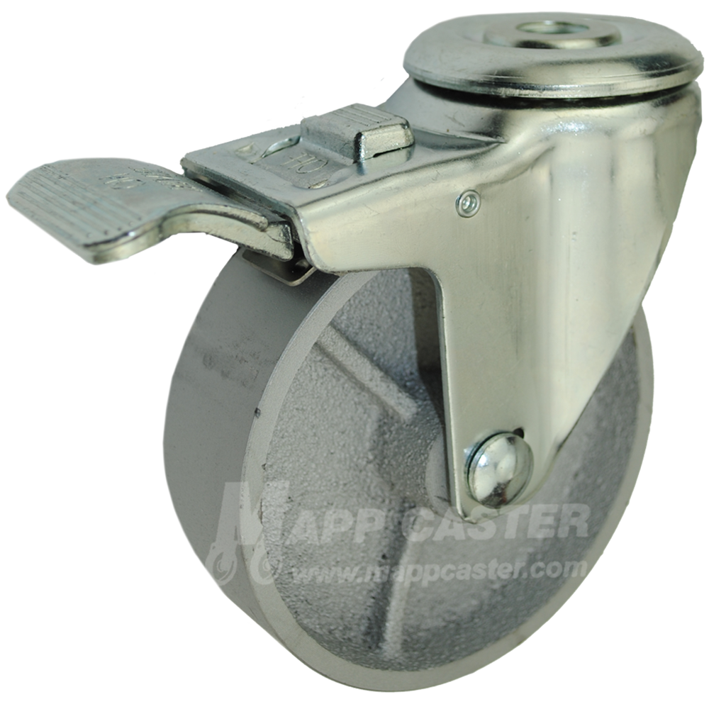 4" x 1-1/4" Steel Wheel Hollow Kingpin Swivel Total Locking Brake Cast ...